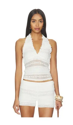 Free People X Intimately Fp Frills Halter Top - Clean Ivory