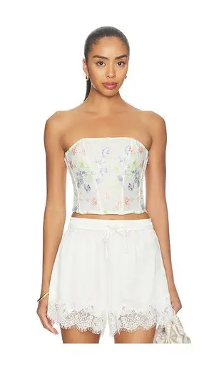 FLEUR DU MAL Elar Embroidery Corset Top - Ivory
