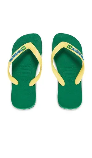 Havaianas Brasil Logo Sandal In Green - Green & Yellow