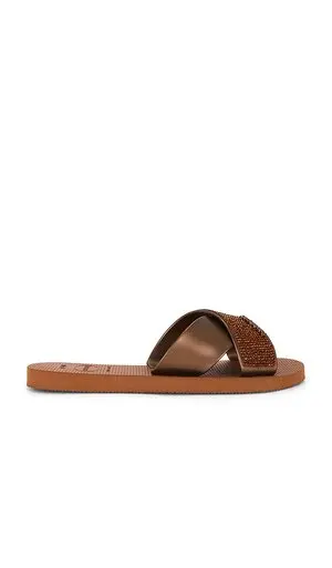 Havaianas Aqua Glow Embellished Metallic Strappy Sandals