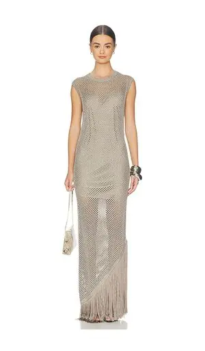 ALLSAINTS Jessie Dress In Metallic Silver - Pebble Grey