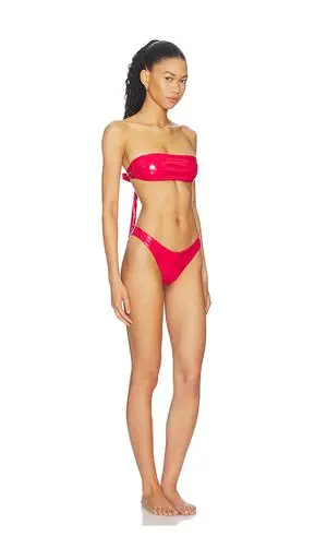 NARANJA FURCADO Latex Splash Matte Bandeau Bikini Set