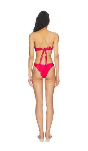NARANJA FURCADO Latex Splash Matte Bandeau Bikini Set