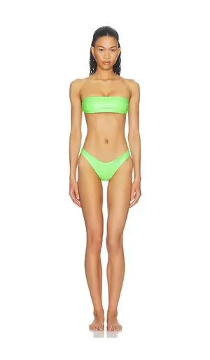 NARANJA FURCADO Latex Splash Matte Bandeau Bikini Set - Lime