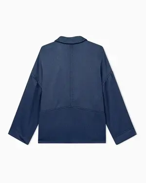 Giorgio Armani Hammered Satin Shirt With Deep Neckline - Blue