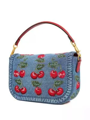 Valentino Garavani Alltime Denim Shoulder Bag With Cherrific Embroidery
