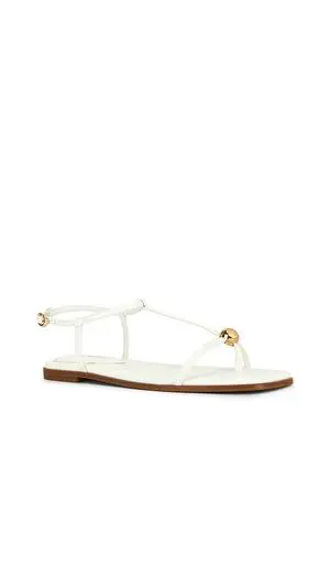 Steve Madden White Leather Square Toe Flat Sandals With Ankle Buckle