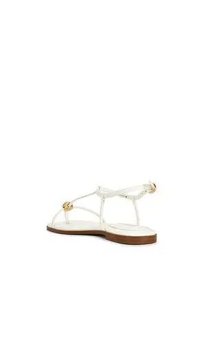 Steve Madden White Leather Square Toe Flat Sandals With Ankle Buckle