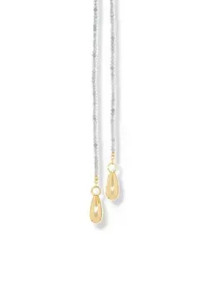 MARLYN SCHIFF Beaded Drop-pendant Lariat Necklace - Gold