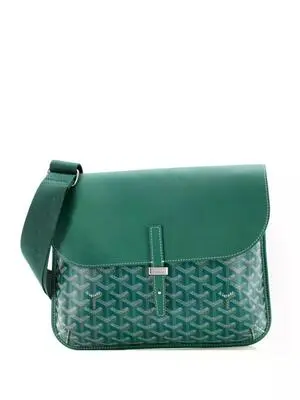 Goyard Coursier Messenger Bag In Coated Canvas And Leather - Green
