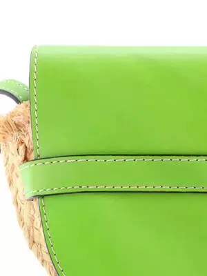 Loewe Gate Leather Shoulder Bag With Raffia