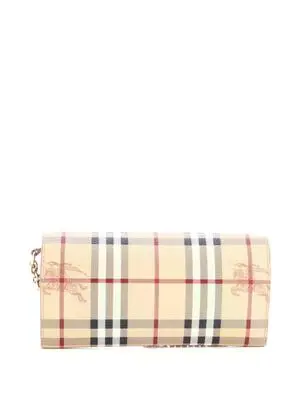 Burberry Haymarket Coated Canvas Henley Wallet On Chain Crossbody Bag - Brown