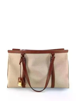 Celine Cabas 16 Bag Canvas With Leather Medium Tote Bag - Brown