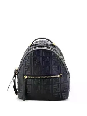 Fendi Zucca Embossed Leather Mini Backpack - Black
