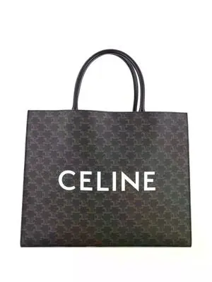 Celine Horizontal Logo Cabas Triomphe Coated Canvas Tote Bag - Brown