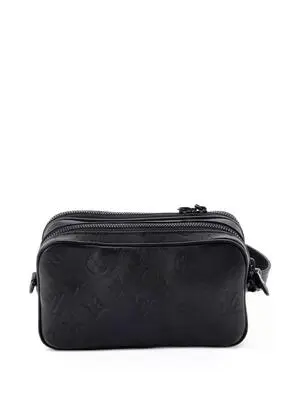 LOUIS VUITTON Alpha Wearable Wallet Monogram Shadow Leather Crossbody Bag - Black