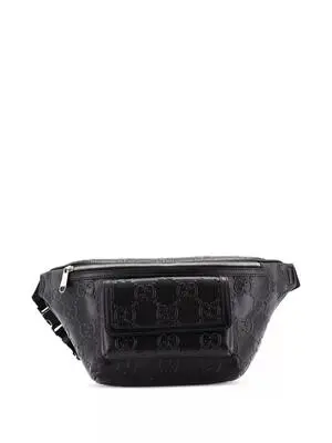 Gucci Gg Embossed Perforated Leather Belt Bag - Black