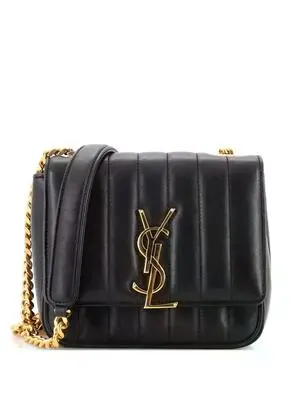 Saint Laurent Vicky Vertical Quilted Leather Small Crossbody Bag - Black