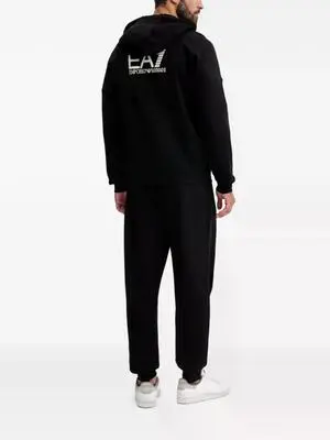 EA7 Logo-embroidered Zip-up Hoodie