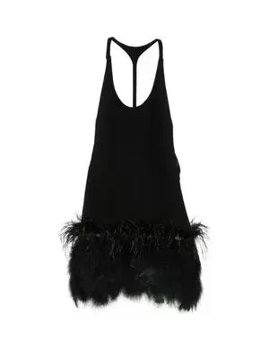 VESTIAIRE D'UN OISEAU LIBRE Feather-trim Mini Dress - Black