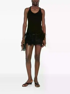 VESTIAIRE D'UN OISEAU LIBRE Feather-trim Mini Dress