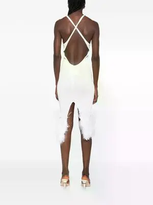 VESTIAIRE D'UN OISEAU LIBRE Feather-trim Crossover-strap Dress