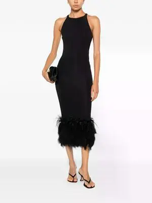 VESTIAIRE D'UN OISEAU LIBRE Feather-trim Crossover-strap Dress