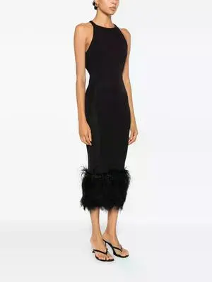 VESTIAIRE D'UN OISEAU LIBRE Feather-trim Crossover-strap Dress