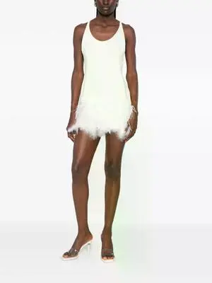 VESTIAIRE D'UN OISEAU LIBRE Feather-trim Backless Mini Dress