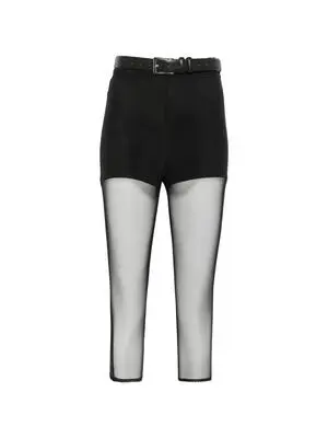 VESTIAIRE D'UN OISEAU LIBRE Belted Mesh Trousers - Black
