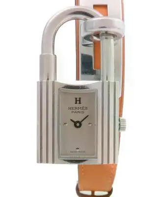 Hermès Kelly 20mm Watch With Off-white Dial And Orange Leather Strap