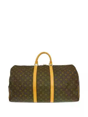 LOUIS VUITTON Monogram Keepall 55 Travel Bag - Brown