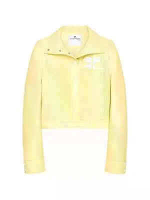 COURREGES Cropped Vinyl-effect Jacket - Yellow