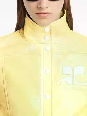 COURREGES Cropped Vinyl-effect Jacket - Yellow