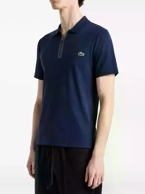 Lacoste Logo-patch Zip-fastening Polo Shirt - Blue