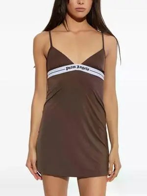 Palm Angels Logo-tape Slip Mini Dress