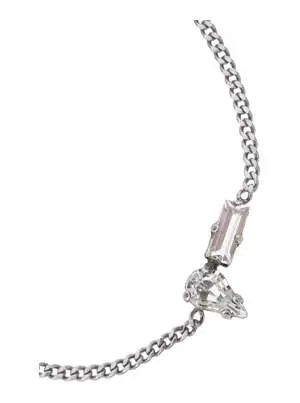 Saint Laurent Opyum Bracelet With Rhinestones And Monogram Charm In Silver Brass - Multicolor