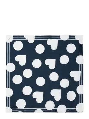 Jacquemus Le Foulard Coeur' Blue Square Scarf With All-over Polka Dots And Heart Motif In Silk For - Multicolor