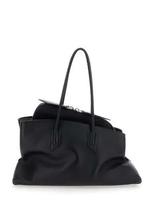 Attico Passeggiata Medium Asymmetric Leather Shoulder Bag - Black