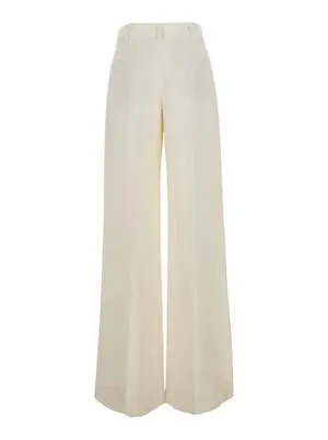 Brunello Cucinelli Wide Leg Pleated Trousers In Viscose And Linen Blend - Multicolor