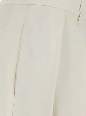 Brunello Cucinelli Wide Leg Pleated Trousers In Viscose And Linen Blend - Multicolor