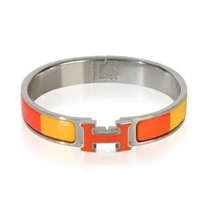 Hermès Clic H Enamel Bangle Bracelet - Palladium_plated