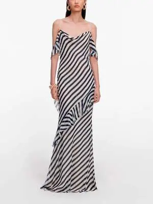 SELF-PORTRAIT Striped Georgette Maxi Dress