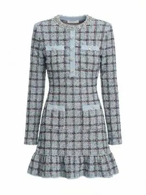 SELF-PORTRAIT Check Knit Mini Dress - Multicolor