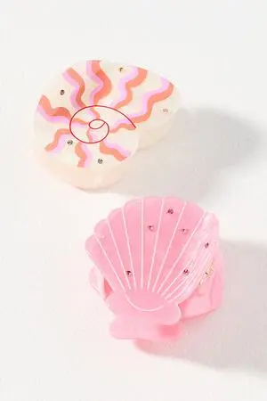 FRASIER STERLING Set Of Two Designer Claw Clips - Shell Beach