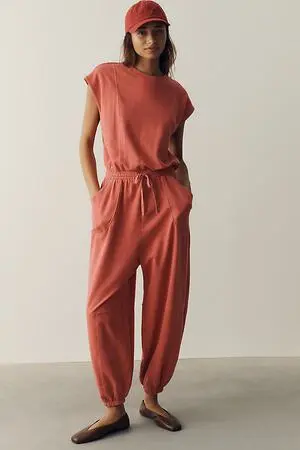 DAILY PRACTICE Short Sleeve Knit Jumpsuit - Cedar