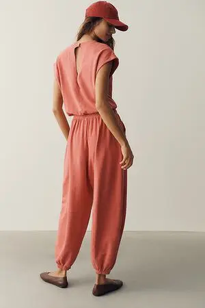 DAILY PRACTICE Short Sleeve Knit Jumpsuit - Cedar