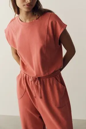 DAILY PRACTICE Short Sleeve Knit Jumpsuit - Cedar