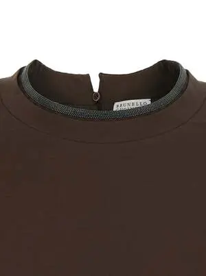 Brunello Cucinelli Cotton T-shirt With Monil Detail - Brown