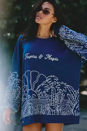 CELANDINE X Tigre Indigo Printed Pullover